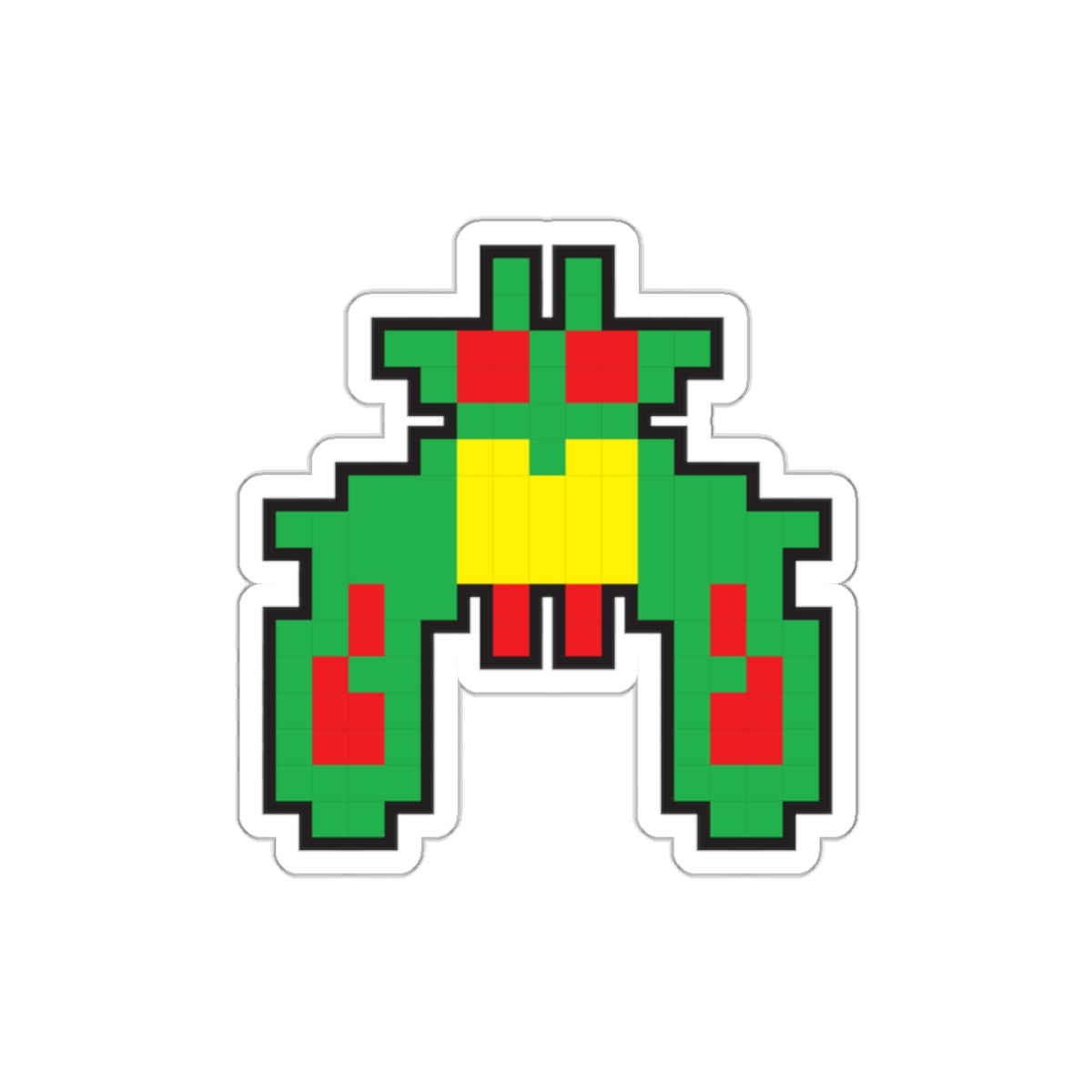 8-bit Legends: Galaga Green Boss die-cut stickers – Rerun Designs
